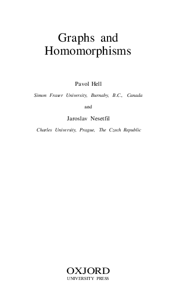 Pdf Graphs And Homomorphisms