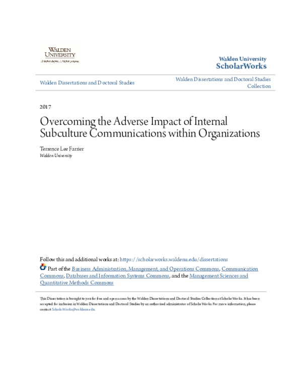 (PDF) Overcoming the Adverse Impact of Internal Subculture ...