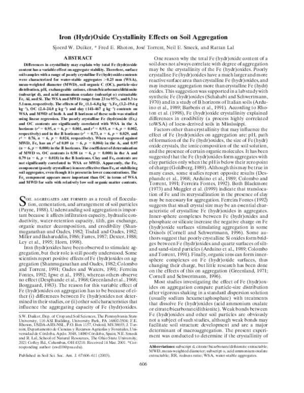 (PDF) Impact of Fe (Hydr)Oxide Crystallinity on Soil