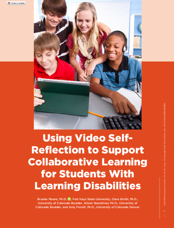 (PDF) Using Video Self-Reflection to Support Collaborative Learning for ...