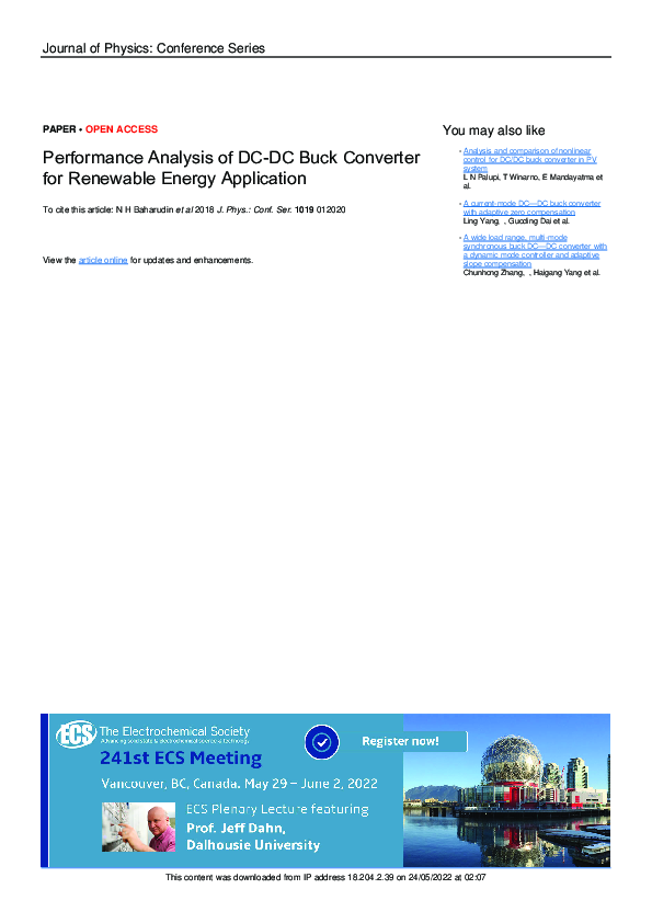 (PDF) Performance Analysis of DC-DC Buck Converter for Renewable Energy ...