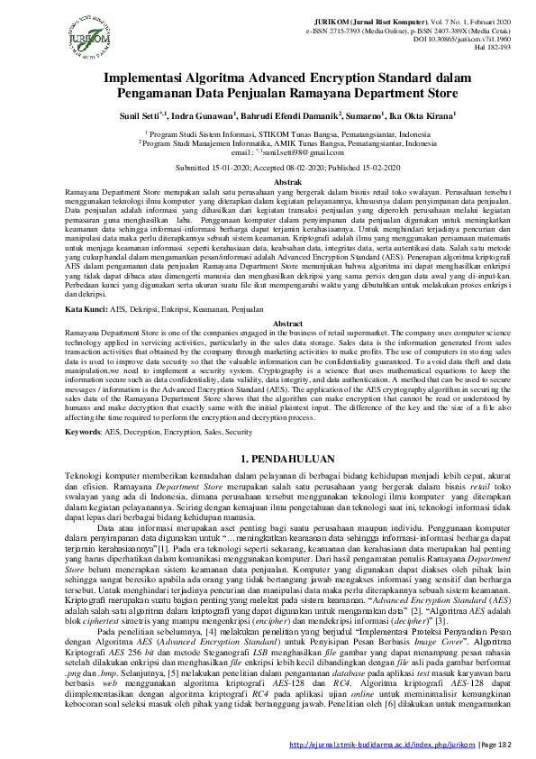 Pdf Implementasi Algoritma Advanced Encryption Standard Dalam