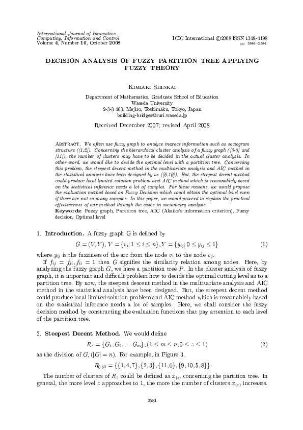 (PDF) Decision Analysis of Fuzzy Partition Tree Applying Fuzzy Theory