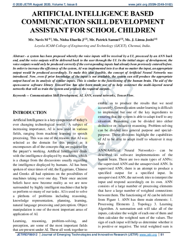 (PDF) Artificial Intelligence Based Communication Skill Development ...