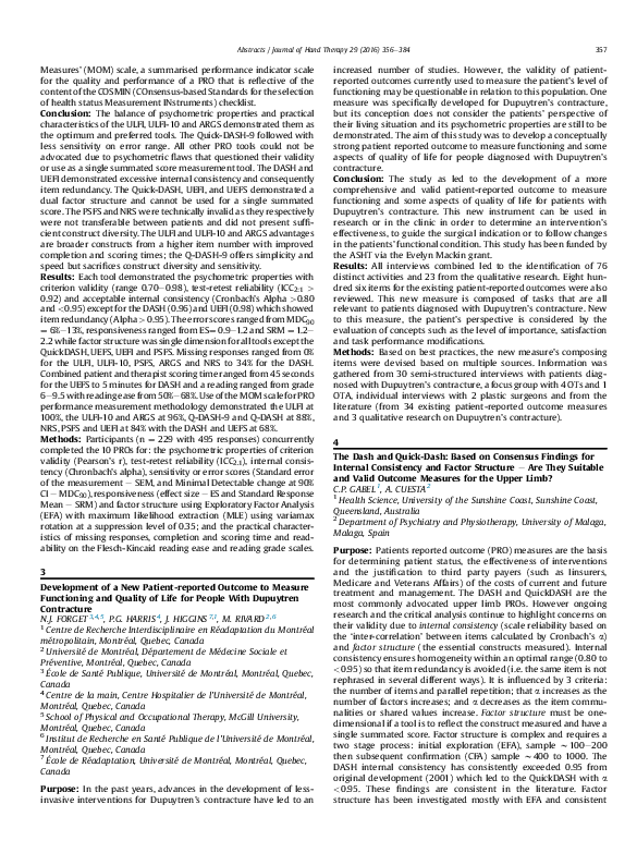 (PDF) The Dash and Quick-Dash: Based on Consensus Findings for Internal ...