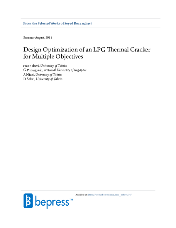 (PDF) Design Optimization of an LPG Thermal Cracker for Multiple Objectives