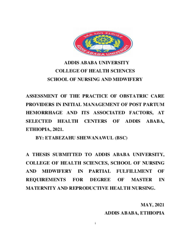 (PDF) COLLEGE OF HEALTH SCIENCES, SCHOOL OF NURSING AND MIDWIFERY IN ...