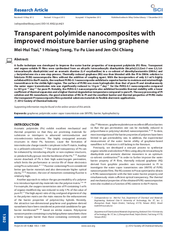 (PDF) Transparent polyimide nanocomposites with improved moisture ...