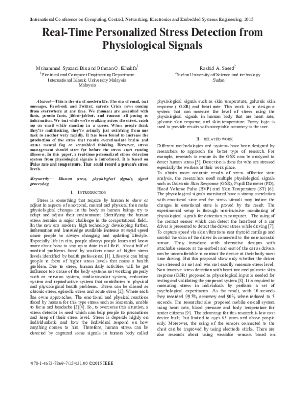 (PDF) Real-time personalized stress detection from physiological signals
