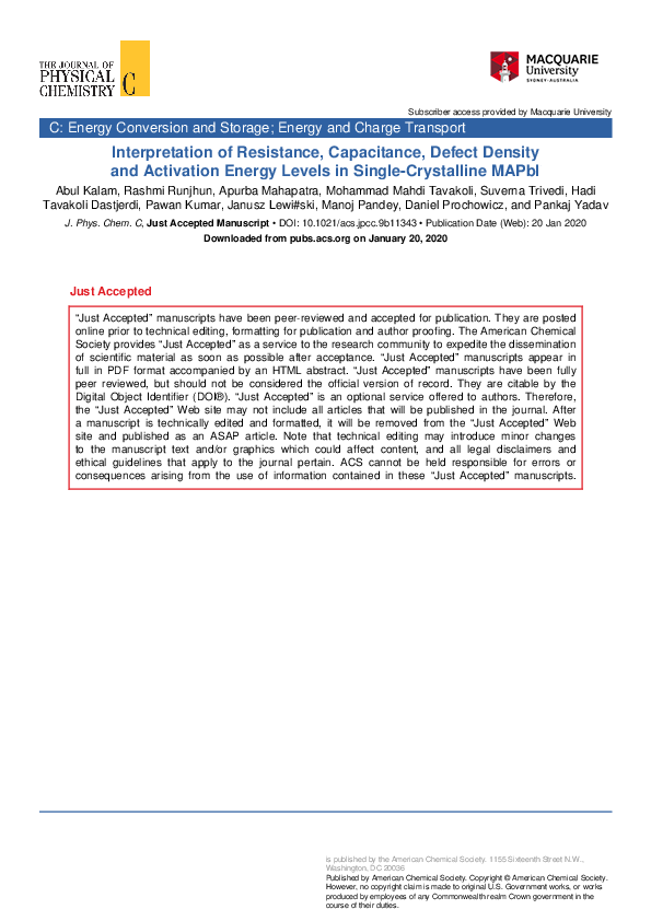 (PDF) Interpretation of Resistance, Capacitance, Defect Density, and ...
