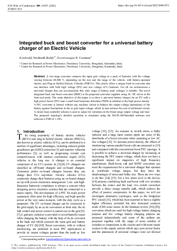 (PDF) Integrated buck and boost converter for a universal battery ...