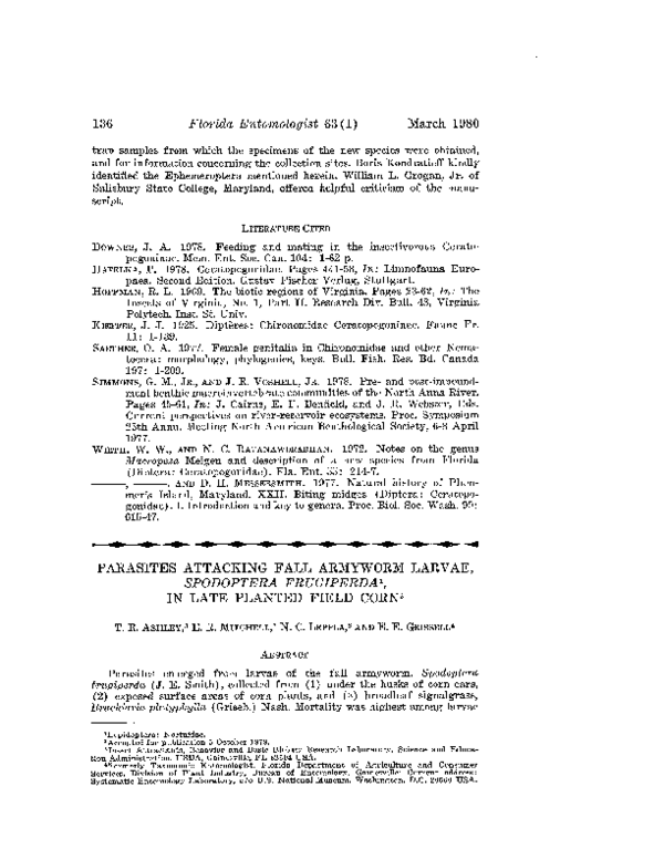 (PDF) Parasites Attacking Fall Armyworm Larvae, Spodoptera frugiperda ...