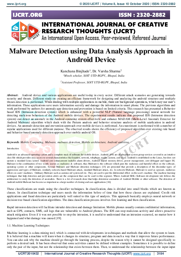 (PDF) Malware Detection using Data Analysis Approach in Android Device