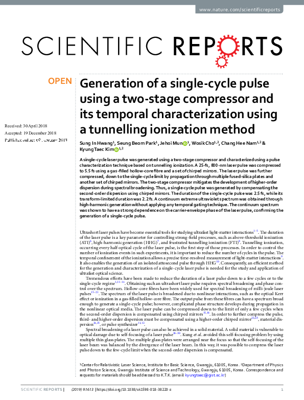 (PDF) Generation of a single-cycle pulse using a two-stage compressor ...