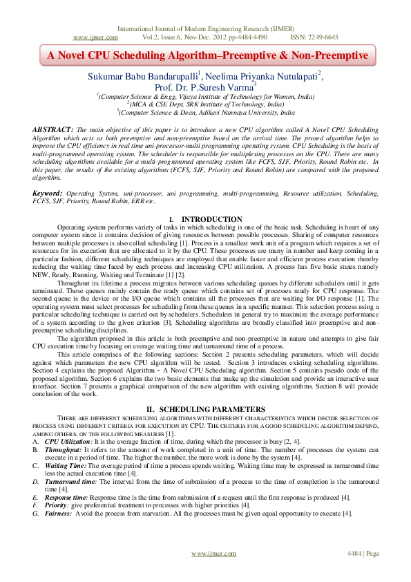 (PDF) A Novel CPU Scheduling Algorithm-Preemptive & Non-Preemptive