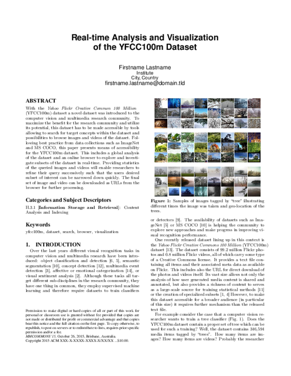 (PDF) Real-time Analysis and Visualization of the YFCC100m Dataset | Firstname Lastname ...