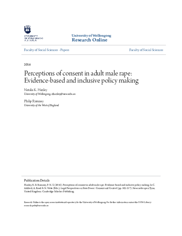 (PDF) Perceptions of consent in adult male rape: Evidence-based and ...
