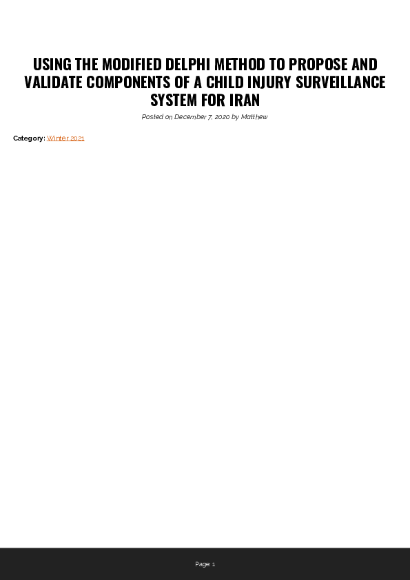 (PDF) Using the Modified Delphi Method to Propose and Validate Components of a Child Injury ...