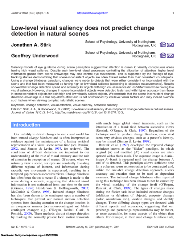 (PDF) Low-level visual saliency does not predict change detection in ...