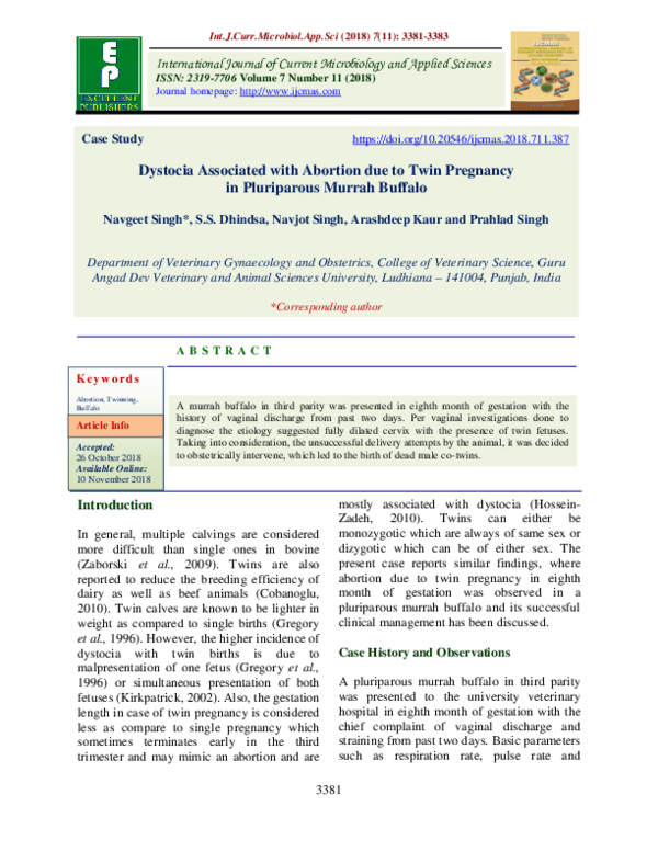 (PDF) Dystocia Due to Conjoined Twin Fetal Monster in a Murrah Buffalo ...