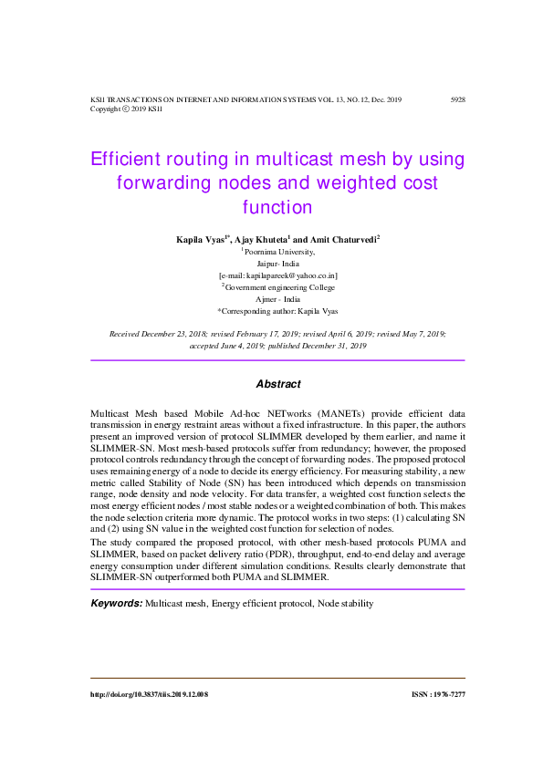Pdf Efficient Routing In Multicast Mesh By Using Forwarding Nodes And 4795