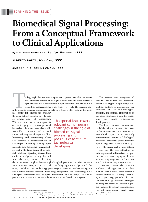 (PDF) Biomedical Signal Processing: From a Conceptual Framework to ...