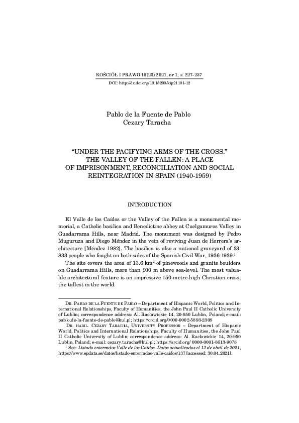 (PDF) “Under the Pacifying Arms of the Cross.” The Valley of the Fallen ...