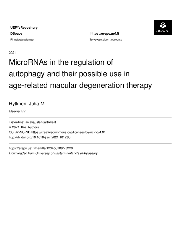 (PDF) MicroRNAs in the regulation of autophagy and their possible use ...