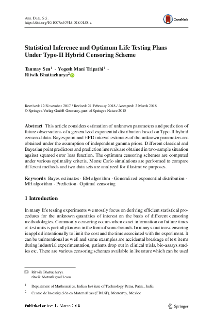 Pdf Statistical Inference And Optimum Life Testing Plans Under Type Ii Hybrid Censoring Scheme