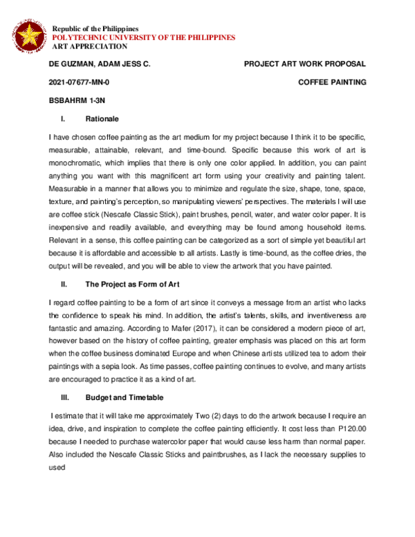 (PDF) PROJECT PROPOSAL_ART APPRECIATION