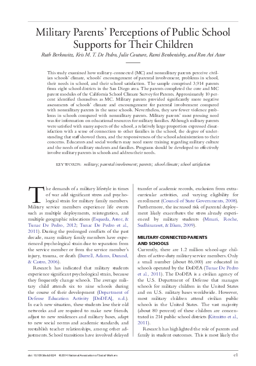(PDF) Military Parents' Perceptions of Public School Supports for Their ...
