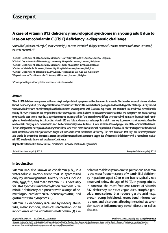 (PDF) Vitamin B12 deficiency mimicking neuroimaging features of motor neuron disease | José ...