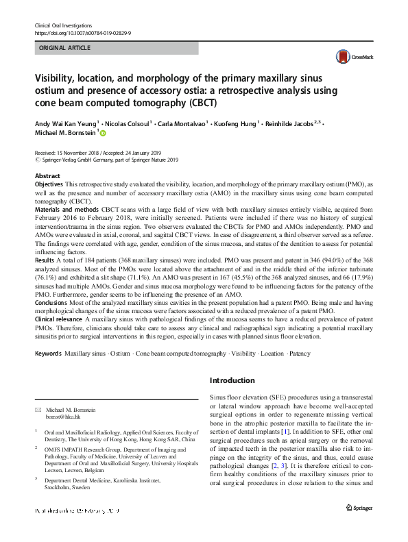 (PDF) Visibility, location, and morphology of the primary maxillary ...