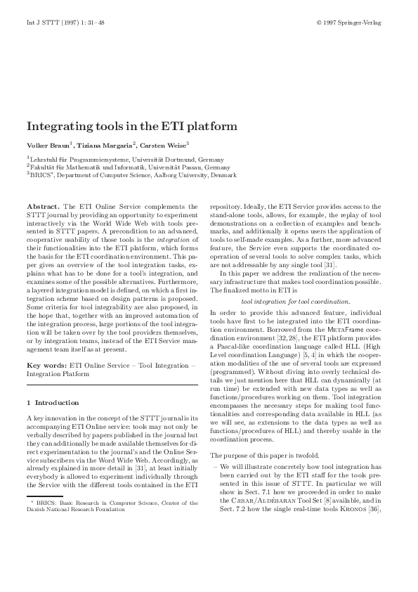 (PDF) Integrating tools in the ETI platform
