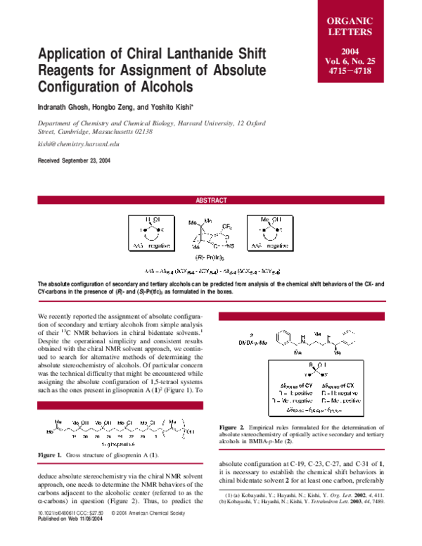 (PDF) Application of Chiral Lanthanide Shift Reagents for Assignment of ...