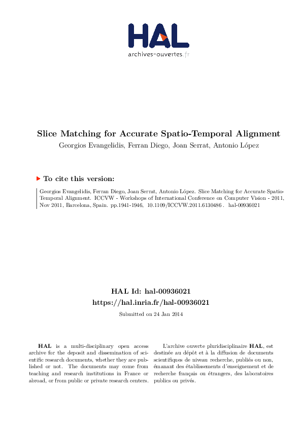 Pdf Slice Matching For Accurate Spatio Temporal Alignment