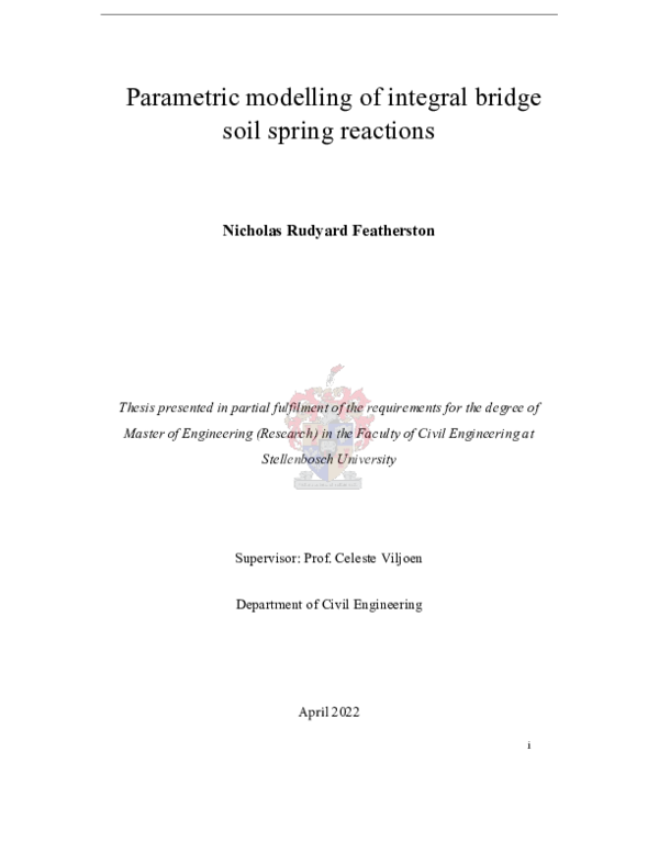 (PDF) Parametric modelling of integral bridge soil spring reactions