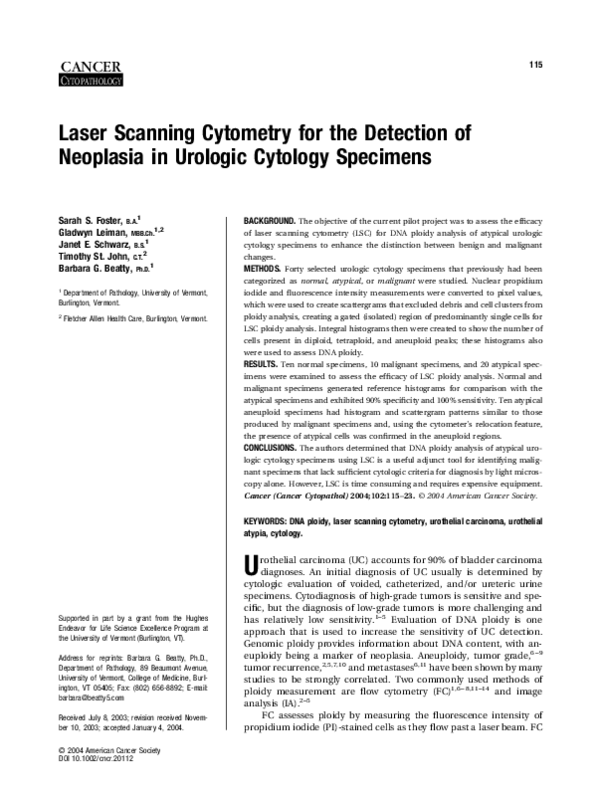 (PDF) Laser scanning cytometry for the detection of neoplasia in ...