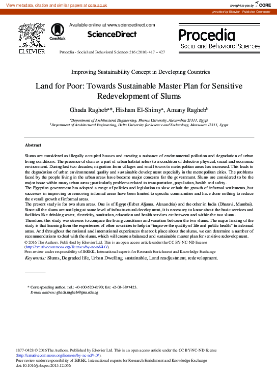 (PDF) Land for Poor: Towards Sustainable Master Plan for Sensitive ...