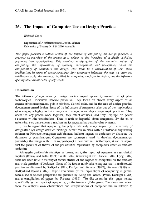 (PDF) The Impact of Computer Use on Design Practice