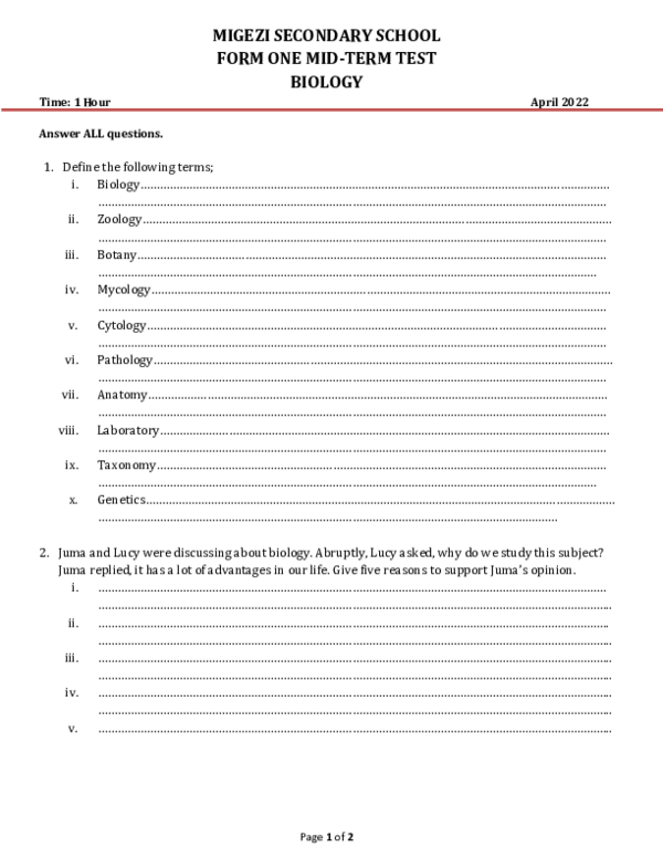 (PDF) BIOLOGY FORM ONE | Isaya Paskal - Academia.edu