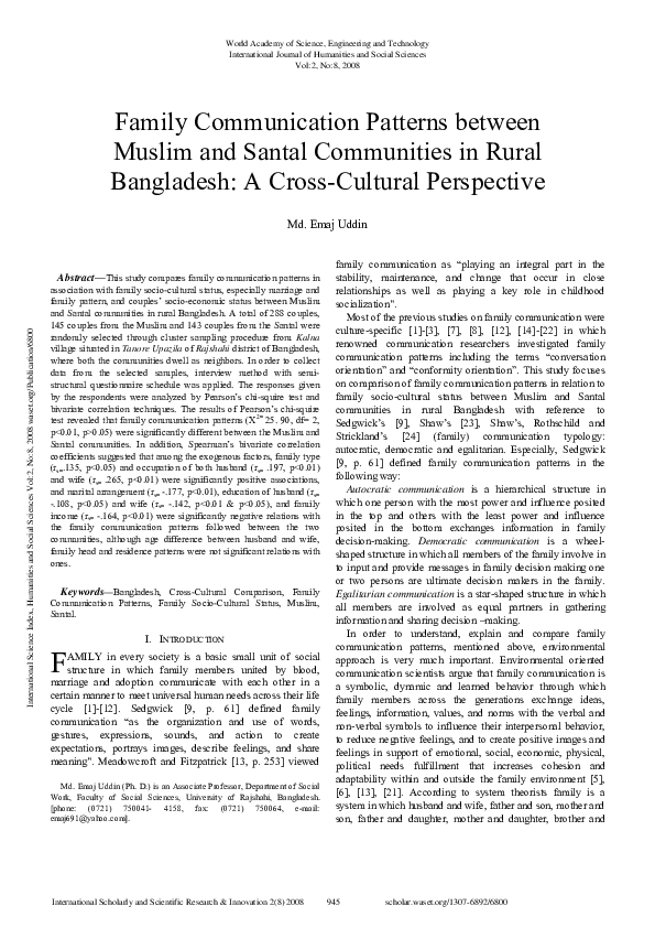 (PDF) Family Communication Patterns Between Muslim And Santal ...