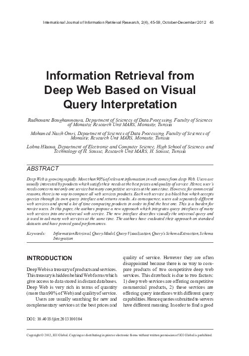 Pdf Information Retrieval From Deep Web Based On Visual Query Interpretation