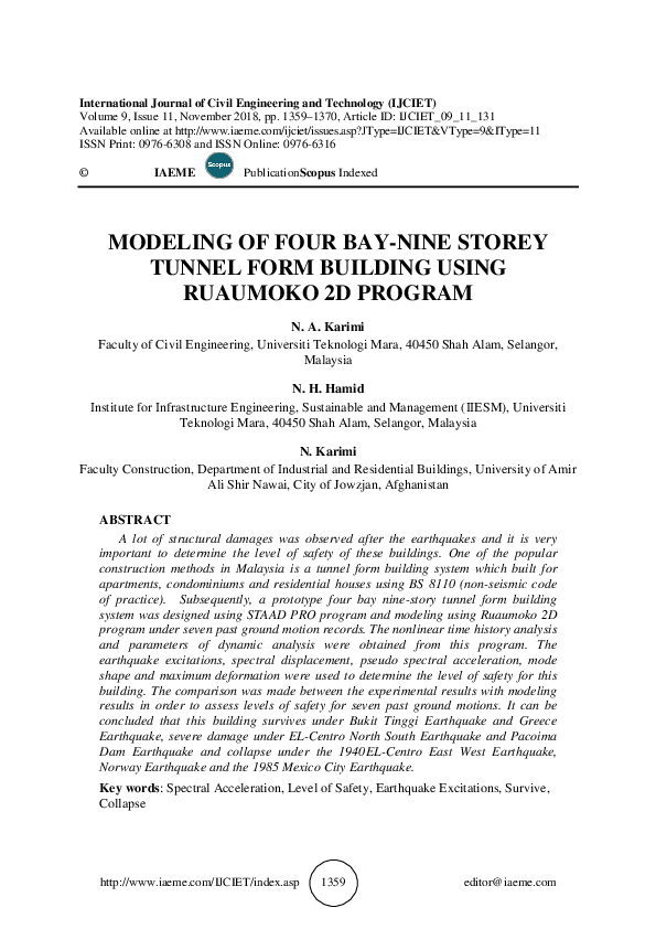 (PDF) MODELING OF FOUR BAY-NINE STOREY TUNNEL FORM BUILDING USING RUAUMOKO 2D PROGRAM | Najia ...