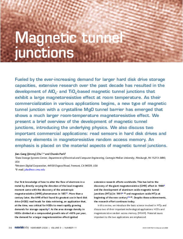(PDF) Magnetic tunnel junctions