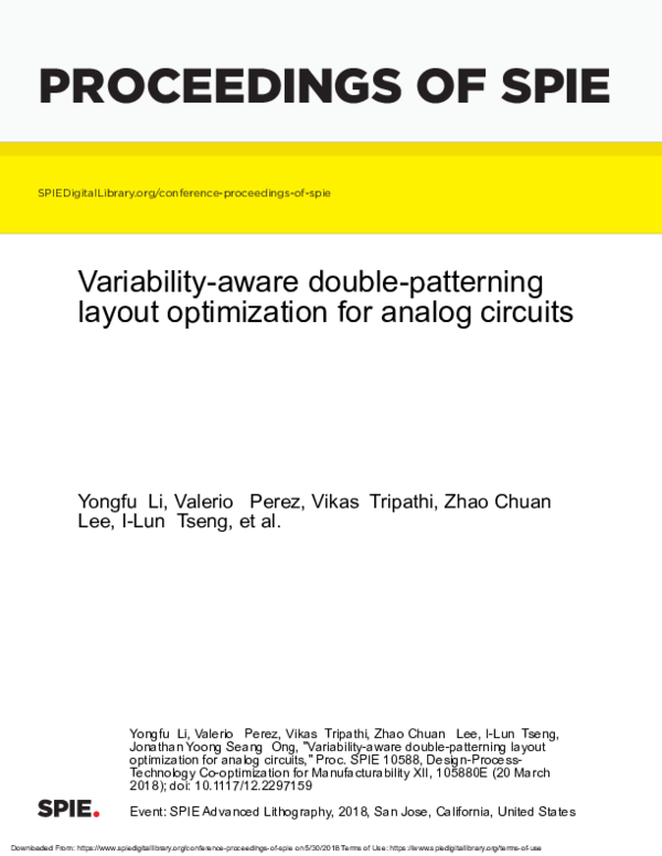 Pdf Variability Aware Double Patterning Layout Optimization For