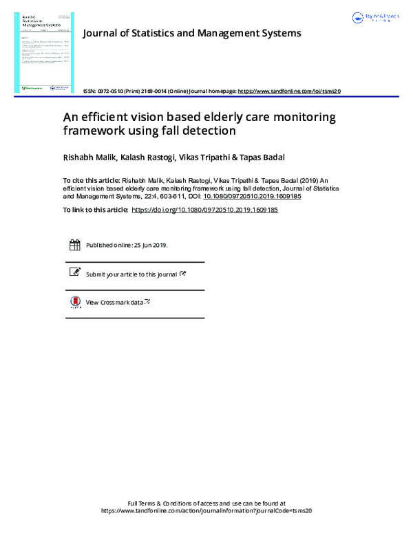 (PDF) An efficient vision based elderly care monitoring framework using fall detection