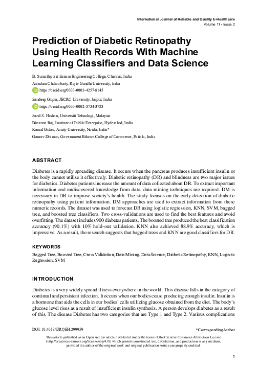 (PDF) Prediction of Diabetic Retinopathy Using Health Records With ...