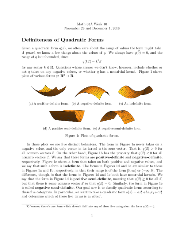 (PDF) Definiteness of quadratic forms