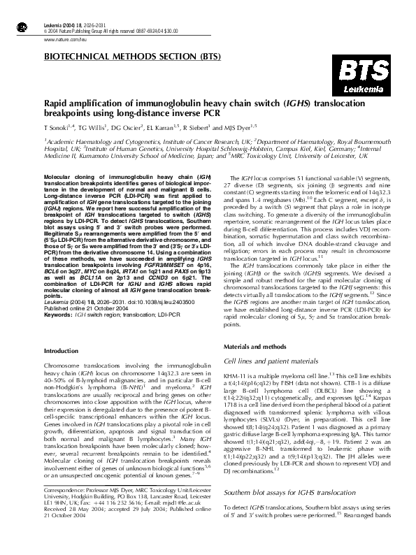 (PDF) Rapid amplification of immunoglobulin heavy chain switch (IGHS ...